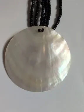 Jewelry | Irradescent White Shell And Black Bead Necklace | Poshmark